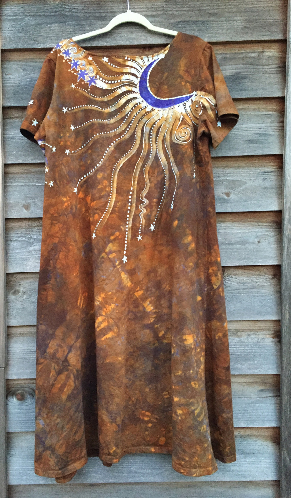Autumn Moon - Short Sleeve Batik Dress – Batikwalla by Victoria